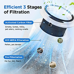 Core 300 Replacement Filter Compatible with LEVOIT Core 300 and Core 300S Air Purifier, 3-in-1 H13 True HEPA and Activated Carbon Replacement Filter, Core 300-RF, 2 Pack, White