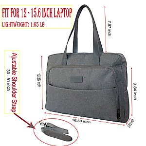 Bomocillio Laptop Bag 15 15.6 Inch Laptop Case Computer Bag Briefcase Messenger Shoulder Bag For Women Men Large Shockproof Grey