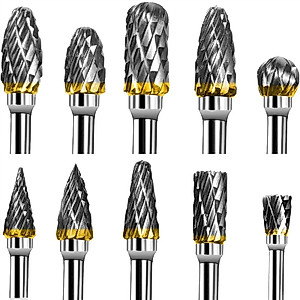 New 10 Pcs 1/8" Shank Tungsten Carbide Milling Cutter Rotary Tool Burr Double Diamond Cut Rotary Tools Electric Grinding ( Color : 1 Pack )