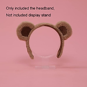 lasenersm 1 Piece Faux Fur Bear Ears Headband Plush Animal Ears Bear Ears Anime Cosplay Headband for Anime Cosplay Party Costume Halloween Party, Brown
