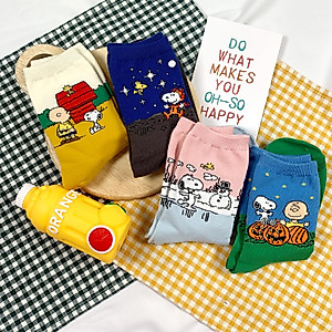 Yolo Studio The Peanuts Snoopy Women and teen girls Licensed Socks Collection Cartoon Character Series Original Crew Socks (Peanuts-6)