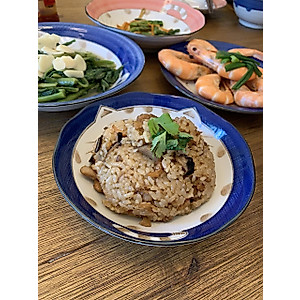 JapanBargain 2563, Japanese Porcelain Coupe Bowl Soup Bowl Cereal Bowl Salad Bowl, Blue Color Maneki Neko Smiling Lucky Cat Pattern, Made in Japan, 8.5-inch Diameter