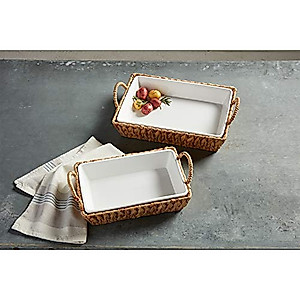 Mud Pie Hyacinth Basket Set, small baker 7" x 11" | large baker 13" x 18 1/2"