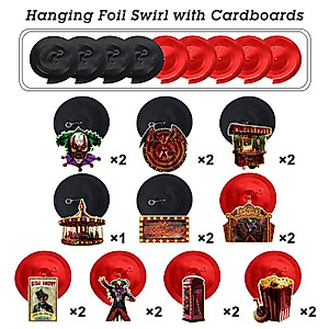 30 Pieces Halloween Clown Hanging Swirl Decorations Horror Joker Cutouts Circus Foil Ceiling Decor Halloween Creepy Carnival Decor, 7.09 x 7.09 Inch