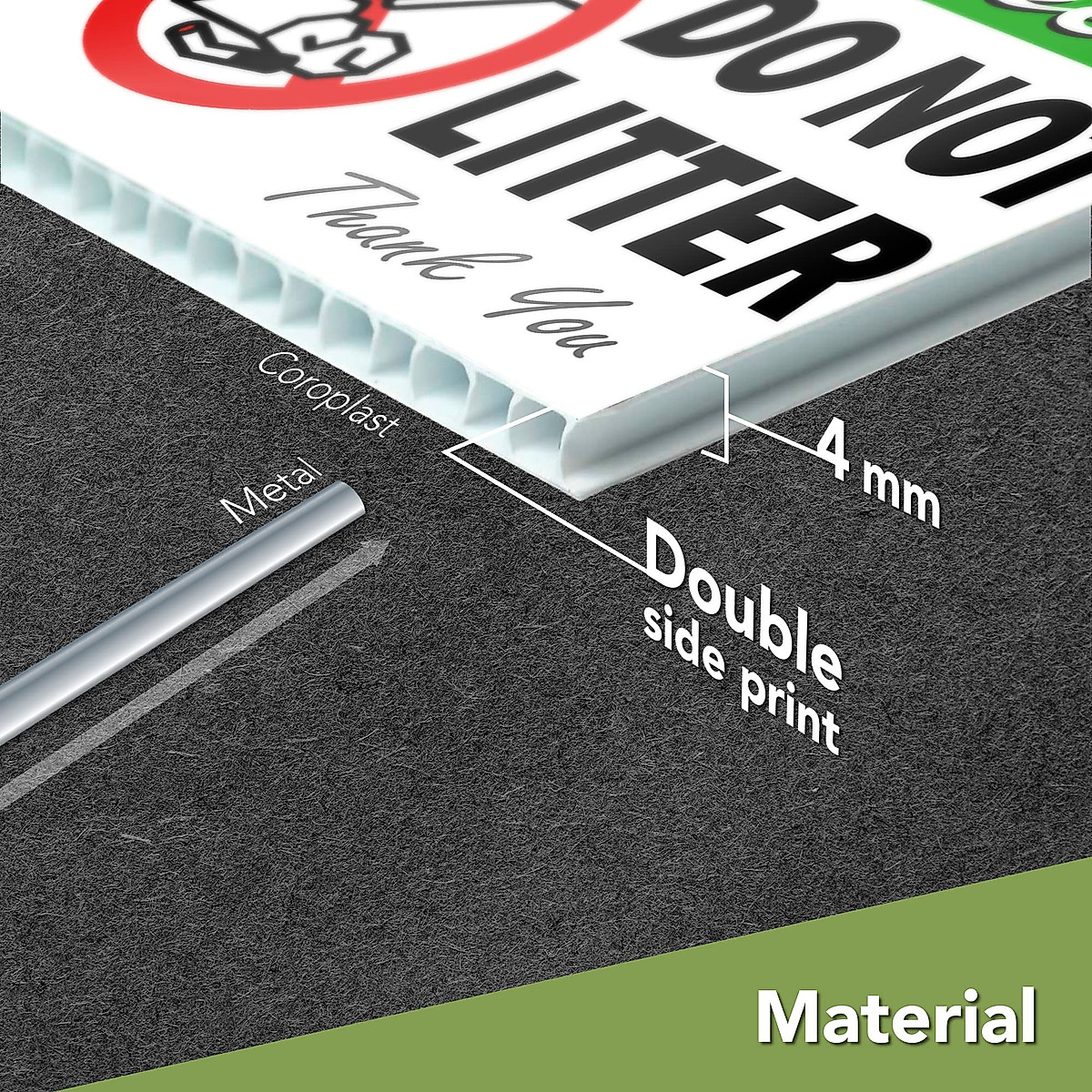 2 PC Please Do Not Litter Sign - 14x10 Coroplast Double Sided No Dumping Signs - No Littering Sign Outdoor - No Dumping Signs Private Property