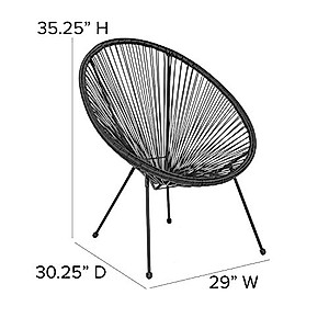 EMMA + OLIVER Black Papasan Bungee Lounge Chair