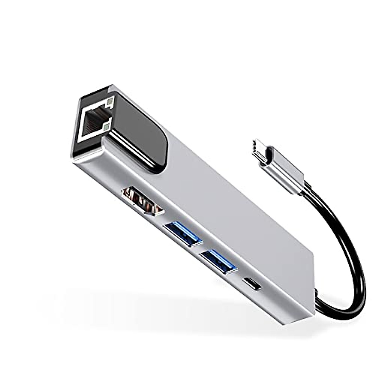 Leya-US Spare Part USB-C/Type-C to HD 4K HDMI + RJ45 + USB 3.0 + USB 2.0 + PD 5 in 1 HUB Converter