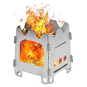TWDYC Outdoor Camping Stove Portable Ultralight Folding Wood Stove Pocket Camping Fishing Hiking Outdoor Stove (Color : Stainless Steel)