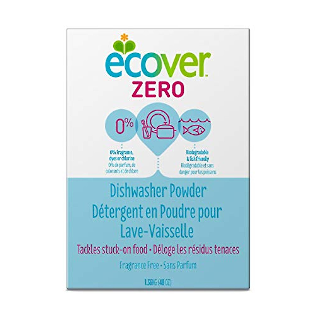 Ecover Zero Dishwasher Soap Powder, 48 Ounce (Pack 8)