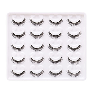 Short Eyelashes Natural Look 6D Wispy Mink Lashes 10 Pairs 100% Handmake Reusable Fake Eyelashe (Short-Natural_10pairs)