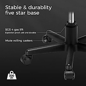 EUREKA ERGONOMIC Multi-Use Stool,Gaming Foot Stool,Height Adjustable Swivel Rolling Stool Chair W Wheels,Ottoman Footrest Simple Meeting Chair Video Game Stool for Gaming Home Office,Black