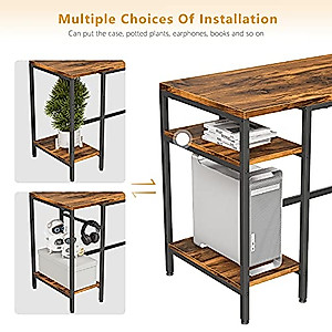 Cubiker L-Shaped Desk with Hutch, 60" Corner Computer Desk, Home Office Gaming Table with Storage Shelves, Space-Saving, Dark Rustic