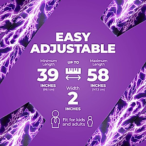 Perri’s Leathers Adjustable Guitar Straps for Kids, Men & Women - Polyester Guitar Strap for Acoustic, Bass and Electric Guitar - Adjustable Size – Metallica Purple Ride the Lightning Style