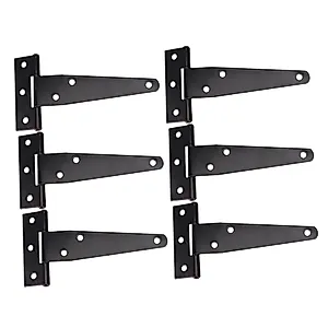 UKCOCO 6pcs 4 Barn Gate Hinges Black Cabinet Hinges Gate Hinges for Wooden Fences T Strap Hinges Square Barn Hinges Black Hinges Decorative Hinges 4 Inch Door Hinges Furniture Garden Shed
