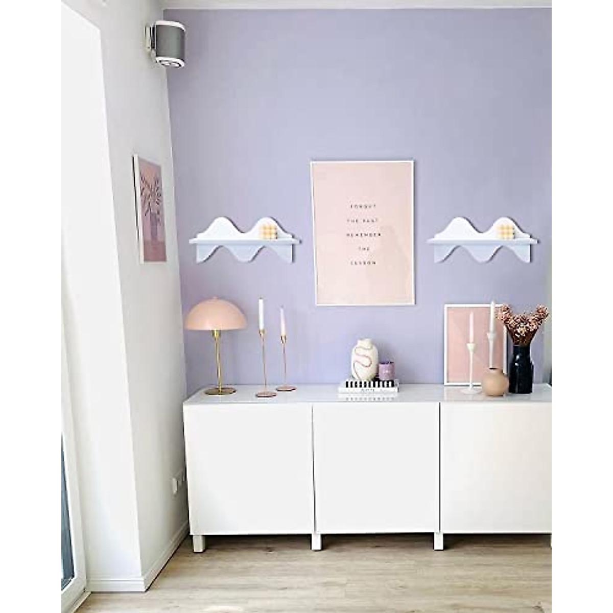 Small Floating Shelves for Wall Decor - Cute Wavy White Shelf