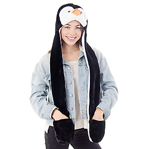 Simplicity Cute Penguin Hats Caps Animal Beanie Hats with Scarf and Gloves