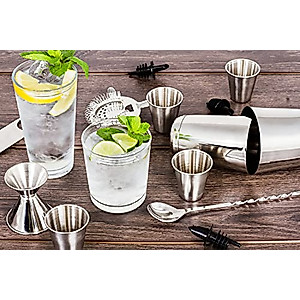 LexiHome 16 Pc Cocktail Making Set, Bartender Kit, Cocktail Shaker Gift Set, Bar Accessories, Drink Tool Kit with Drink Shaker, Hawthorne Strainer, Bar Spoon, Bottle Opener, Tin Shot Glasses, & More