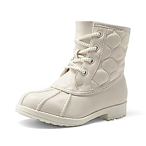 DREAM PAIRS Girls KBO212 Side Zipper Quilted Ankle Boots Beige Size 6 Big Kid