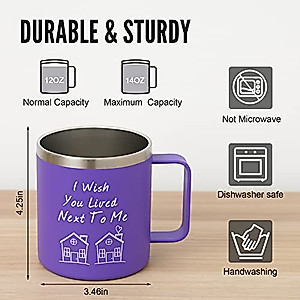 NOWWISH I Wish You Lived Next Door Mug - Birthday Gifts for Women Friendship, Best friend, Long Distance, Female, BFF - Purple
