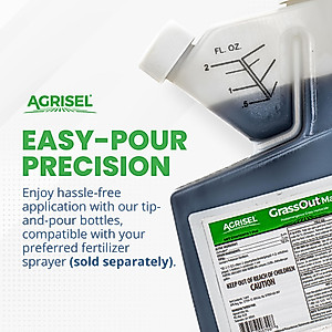 Agrisel GrassOut Max Weed Killer, Targets 50+ Grassy Weeds Without Harming Desired Plants, Pet Safe, Large Area Treatment, Easy Application, Includes 3-Pack of Agrisel Protective Gloves, 16 Ounces