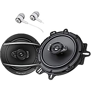 Pioneer TS-A1670F 6.5" 320 Watts Max 3-Way Car Speakers Pair Carbon and Mica Reinforced Injection Molded Polypropylene Bundled with Alphasonik Earbuds,Black