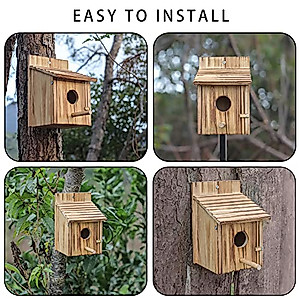 Wood Bird Houses for Outside with Pole Wooden Bird House for Finch Bluebird Cardinals Hanging Birdhouse Clearance Garden Country Cottages