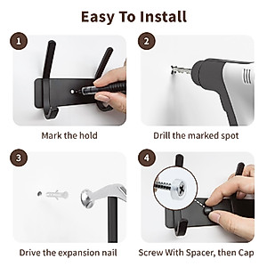 GWAAZXGZ Coat Rack Wall Mount Hooks - Black 15 Inch Coat Hooks with 6 Double Hooks for Hanging, Hat Rack for Wall, Suitable for Kitchen and Bathroom, 1 Pack