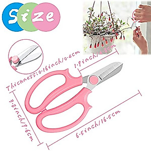 3 Pcs Garden Scissors Floral Shears,Professional Floral Scissors with Comfortable Grip Handle,Premium Garden Pruning Shears for Plants Trimming and Fruit Picking Trimming,Pink