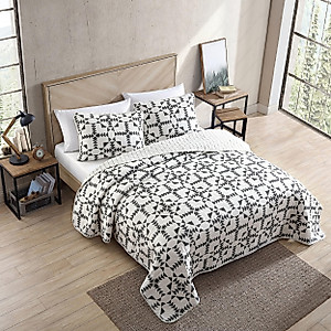 Eddie Bauer - Queen Quilt Set, Reversible Cotton Bedding with Matching Shams, Lightweight Home Decor for All Seasons (Arrowhead Charcoal, 3 pcs, Queen)