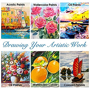 Art Supplies, Vigorfun Deluxe Wooden Art Set Crafts Drawing Painting Kit with 2 Sketch Pads, Oil Pastels, Acrylic, Watercolor Paints, Creative Gifts Box for Adults Artist Kids Teens Girls