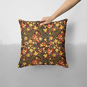 iiRov Colorful Floral Pattern with Strawberries - Custom Decorative Home Decor Indoor or Outdoor Throw Pillow Cover for Sofa, Bed or Couch Cushion (Pillow CASE Cover ONLY)