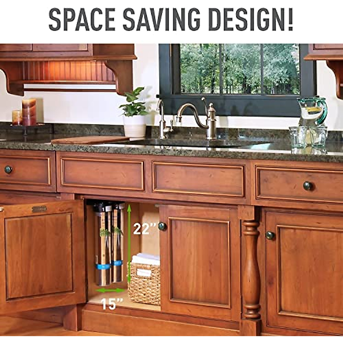 Pentair Everpure H-1200 Drinking Water System, EV928200, NSF Certified to Reduce PFOA/PFOS, Dual Cartridge System Includes Filter Head, Cartridges and all Hardware, 1,000 Gallon Capacity, 0.5 Micron