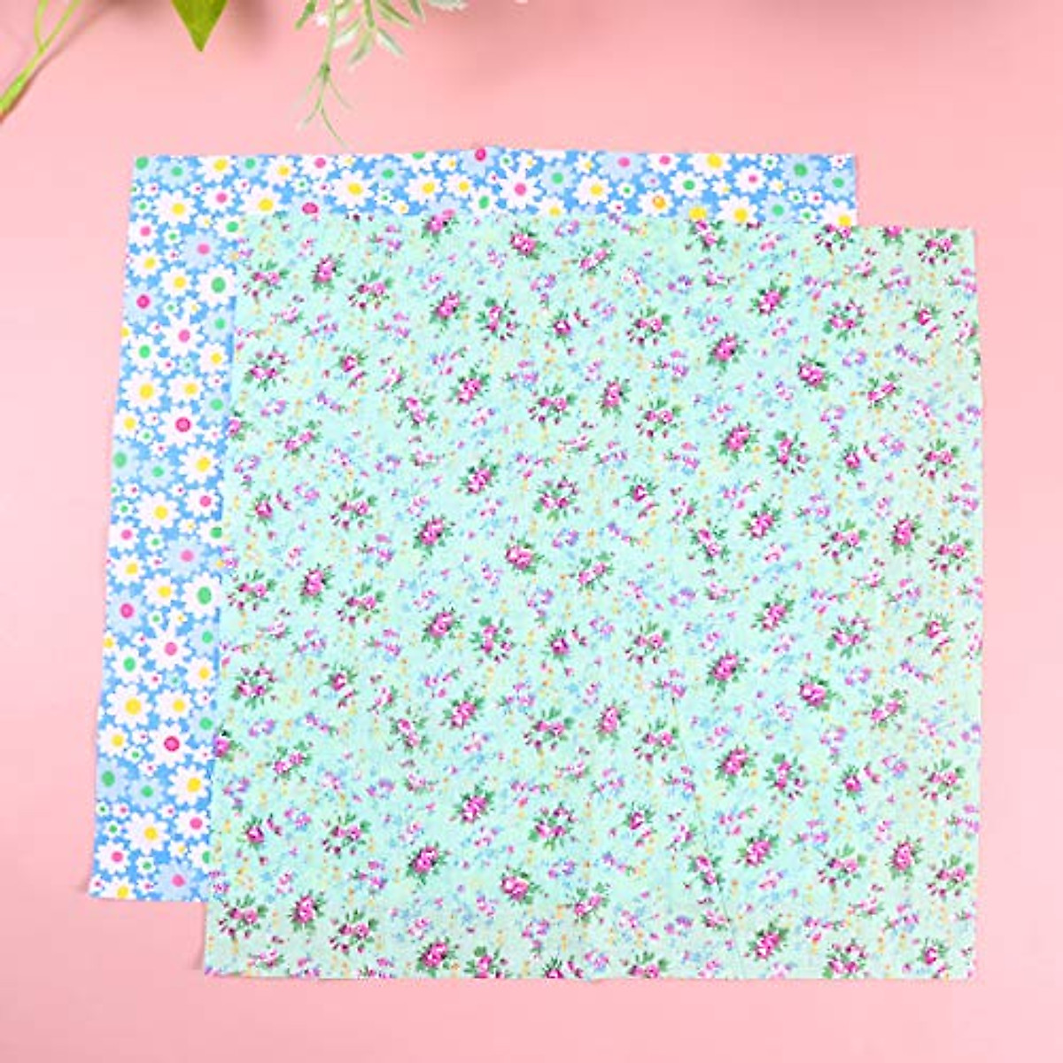 EXCEART 9pcs Cotton Fabric Quilting Patchwork Fabric Square Sewing Craft Fabric Printed Fabric Bundle with Scissors for Sewing Quilting Handmade DIY Crafts (Mixed Color 50x50cm)