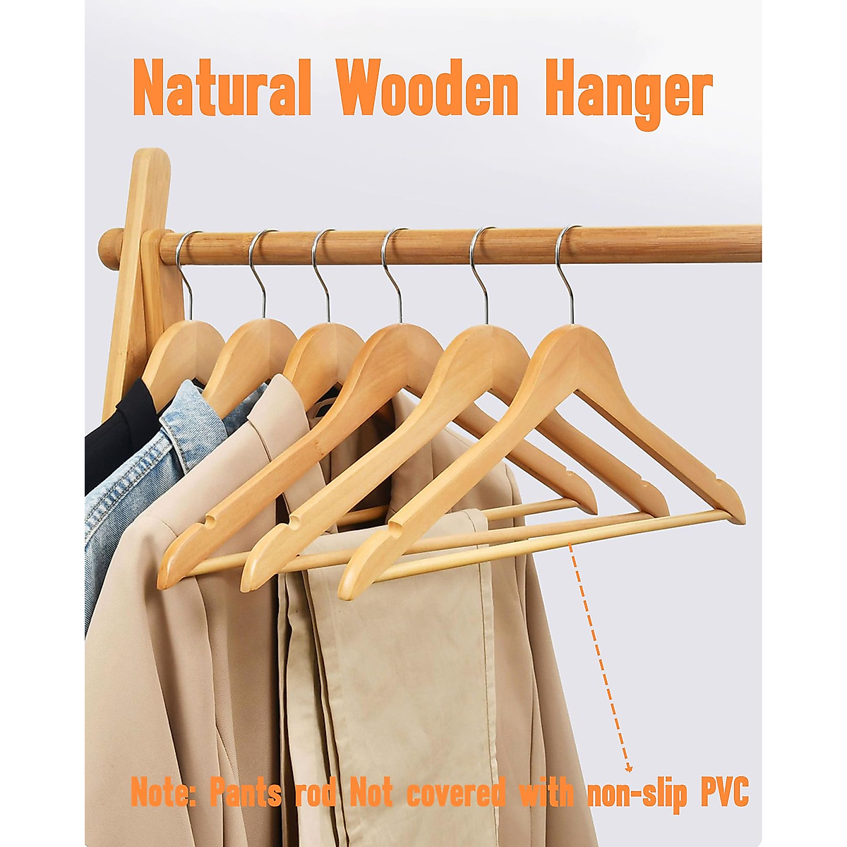 BGRQRIQ Wooden Hangers 20 Pack - Heavy Duty Shirt Hangers and Suit Hangers for Men - Perfect for Hanging Shirts, Suits, and Coats
