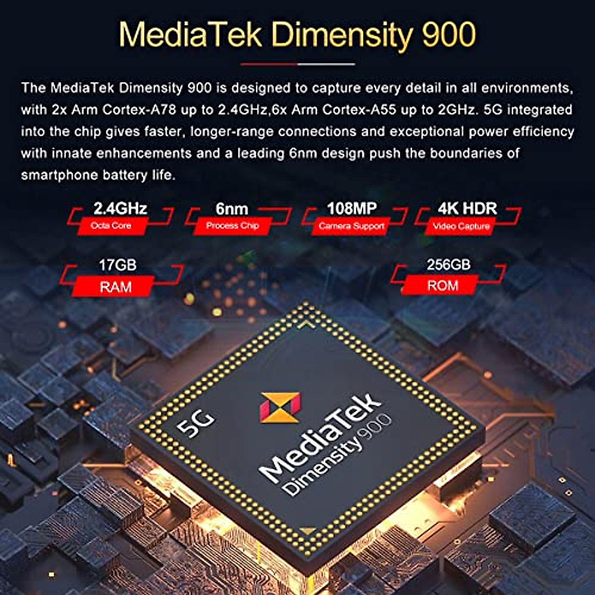 CONQUEST 5G Rugged Smartphone, S23 Unlocked Cell Phone with PTT Button, Android 12, 6.58'' Screen, 12GB+256GB, 10000mAh Battery, 108MP Main Cam, Dual SIM, NFC (Red-DMR)