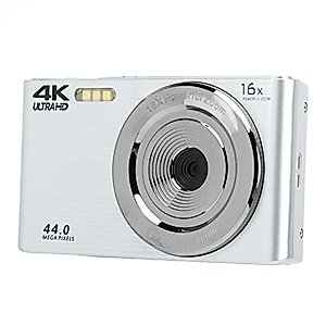 16X Digital Zoom Camera, 2.8in LCD 4K 44MP Kids Digital Camera for Kids,Teens,Beginners,Adults, Vlogging Camera with Fill Light, Compact Students Video Camera for Begginers (Silver)