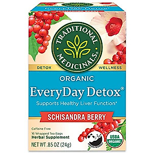 Traditional Medicinals Organic EveryDay Detox Schisandra Berry Detox Tea, 16 Tea Bags (Pack of 2)