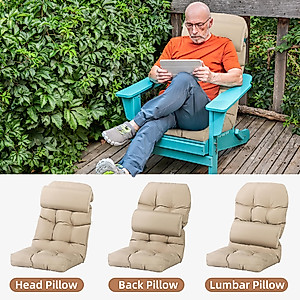 MABOZOO Adirondack Chair Cushions with Adjustable Head Pillow,Waterproof & UV-Proof High Back Patio Chair Cushions,Patio Furniture Pads Seat Cushion Mat for Indoor Outdoor
