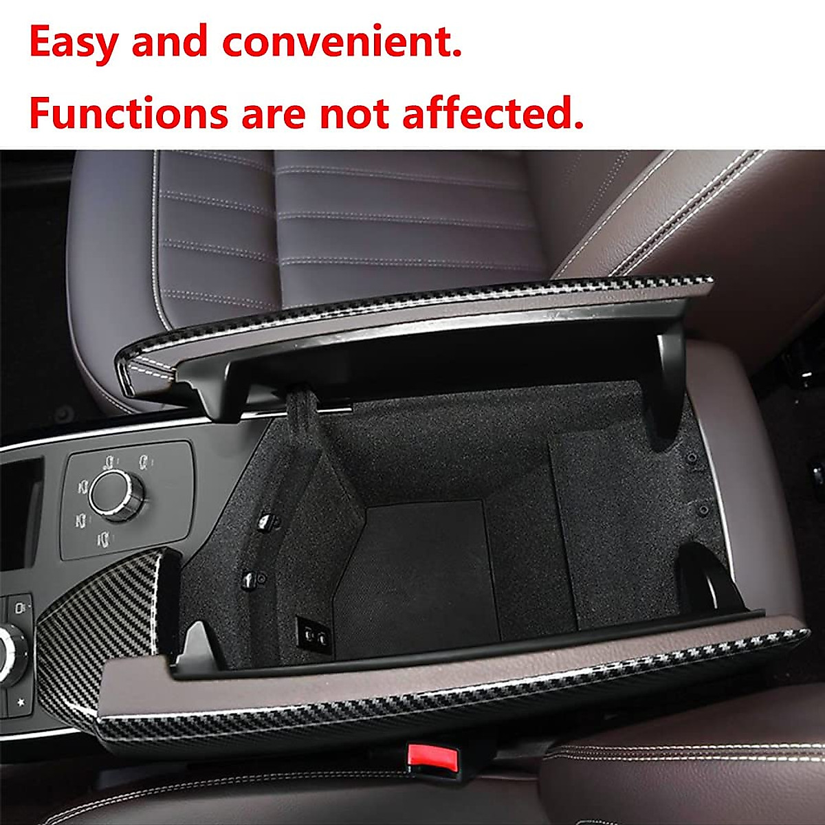 for Mercedes-Benz GLE GLS ML GL Class W166 X166 2012-2019 Carbon Fiber Car Center Console Armrest Box Panel Protection Cover Trim 350 400 500e 550 63 AMG S Accessory (Center Console with Mouse)