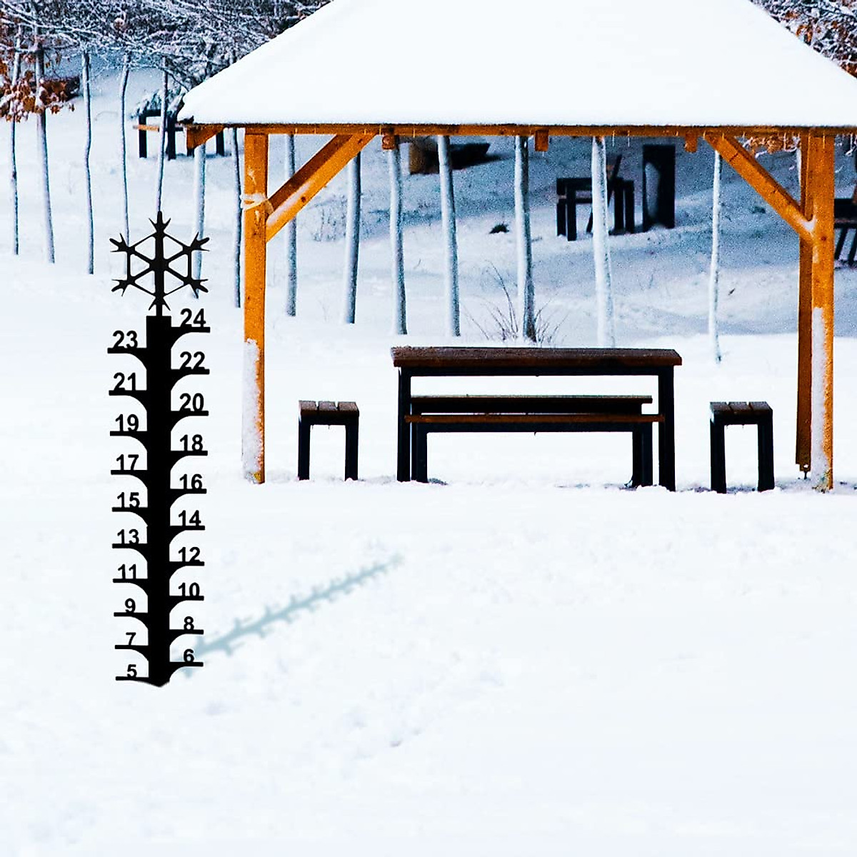 Limen Iron Art Snow Gauge, 2023 New 24inch Snowflake Snow Gauge Measuring Gauge, Creative Christmas Outdoor Measuring Gauge Snow Ruler Metal Snow Measuring Stick Outdoor Christmas Decorations(Bird)