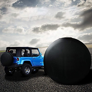 Spare Tire Cover Fit for Your SUV, Jeep, RV, Trailer, Truck, Waterproof Dust-Proof PVC Leather Tire Covers (15 inch for Diameter 27.56” - 29.53”)