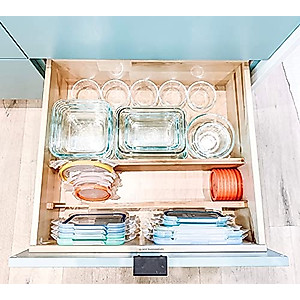 Lipper International 8897 Bamboo Wood Custom Fit Adjustable Deep Kitchen Drawer Dividers, Set of 2