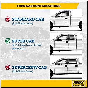 Husky Liners Weatherbeater Floor Mats | Fits 2015 - 2024 Ford F-150 SuperCab; 2017 - 2024 Ford F-250/F-350 SuperCab; 2017 Ford F-450 SuperCab | 2nd Row, 1-pc Black - 19361