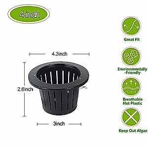 Tectsia 4 Inch Net Cups (25 Pack), Net Pots for Hydroponics, Orchids Mesh Baskets Pots Heavy Duty Hydroponics Supplies with Wide Lip