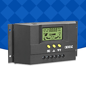 PWM Solar Charge Controller CM3024Z, CM3024Z Solar Charge Controller with LCD Display, Light Control + Delay Control Solar Controller, Compatible with 12V 24V(#3)