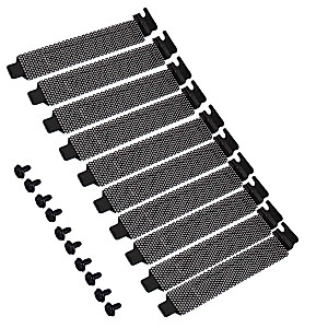 Aiyide 10PCS PCI Slot Cover Dust Filter Black Hard Steel Bracket Expansion Blanking Plate Ventilation Deflector with Screws,80mm