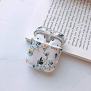 AirPods Case- Airpods Case Cover for Apple Airpods 2/1 Ownest Compatible with AirPods Case with Girls Cute Clear Smooth PC Shockproof No Dust Cover Case (Blue Flowers-3)
