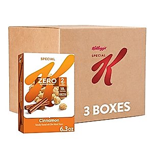 Special K Cold Breakfast Cereal, Zero, Keto Friendly, Cinnamon (3 Boxes)