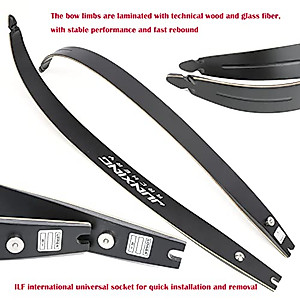 66 Inch ILF Recurve Bow 20-40Lbs Metal Riser Competition Athletic Recurve Bow ILF Bow Riser and Limbs Right Hand Hunting Longbow (32 Lbs, Blue/Type 2)