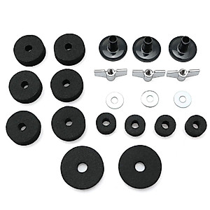 Longdex 21PCS Cymbal Replacement Accessories Cymbal Felt Pads Hi-Hat Clutch Felt Hi Hat Cup Felt Cymbal Sleeves with Base Wing Nuts and Washers